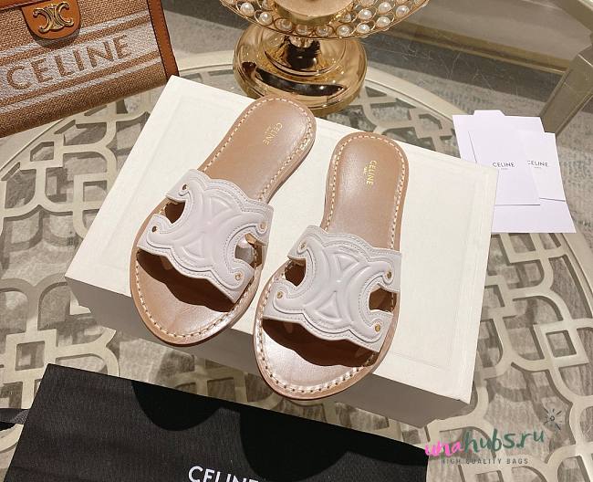 Celine Triomphe white slippers - unahubs.ru
